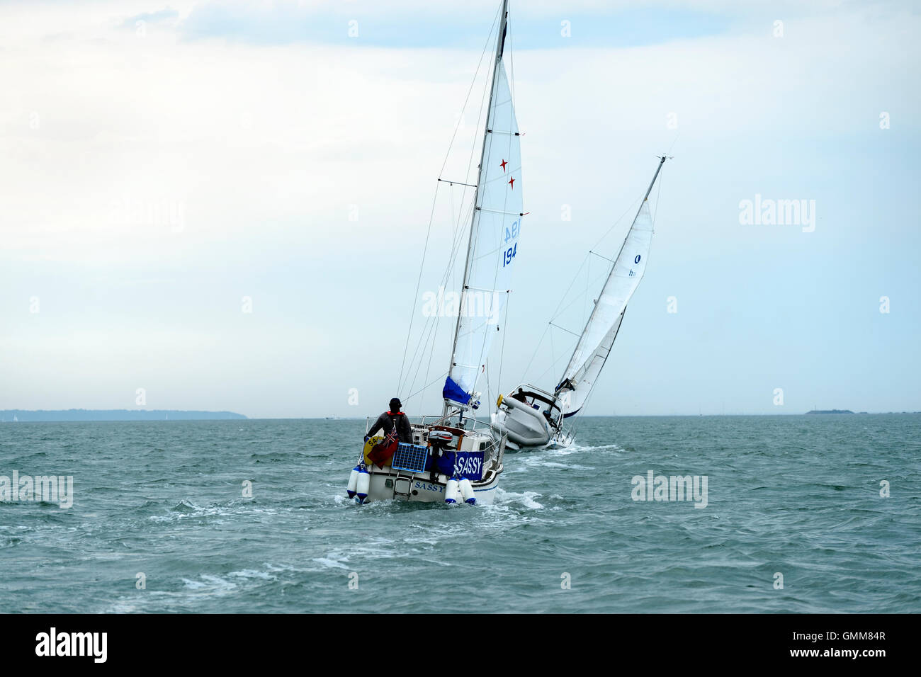 Sail boats in the Solent Stock Photo - Alamy