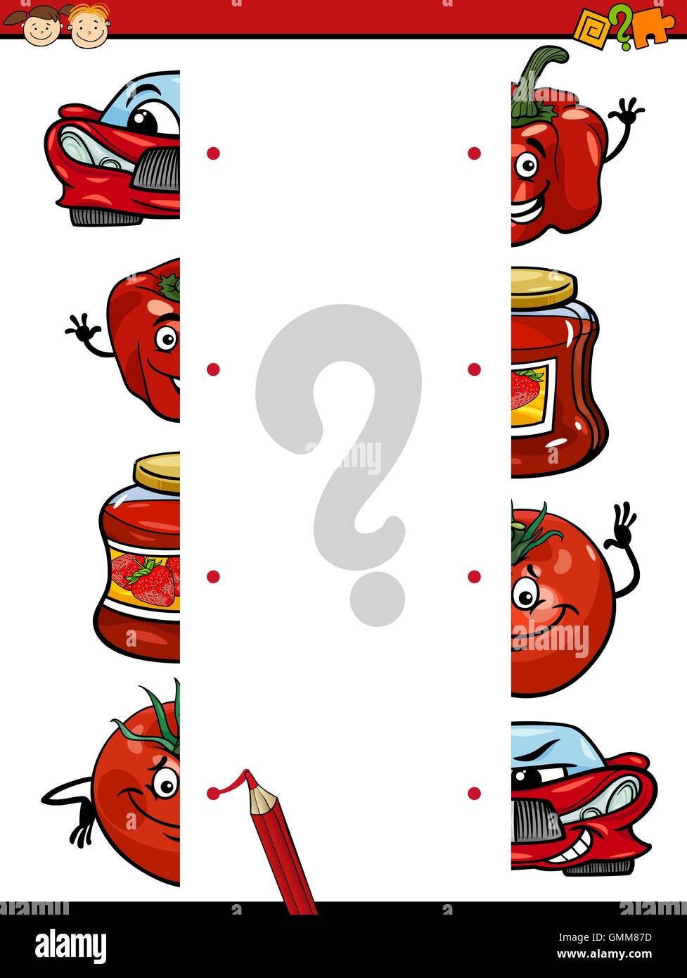 cartoon education task of halves Stock Vector Image & Art - Alamy