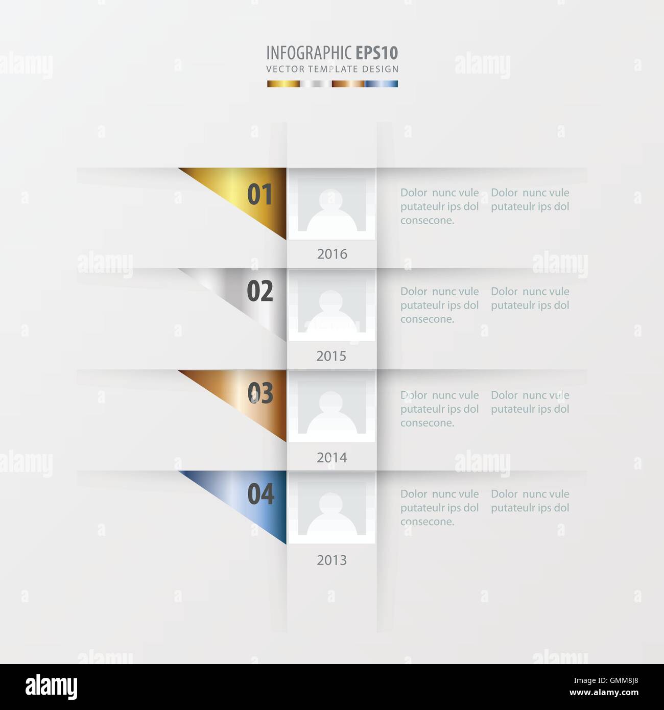 vector timeline design template gold, bronze, silver, blue col Stock ...