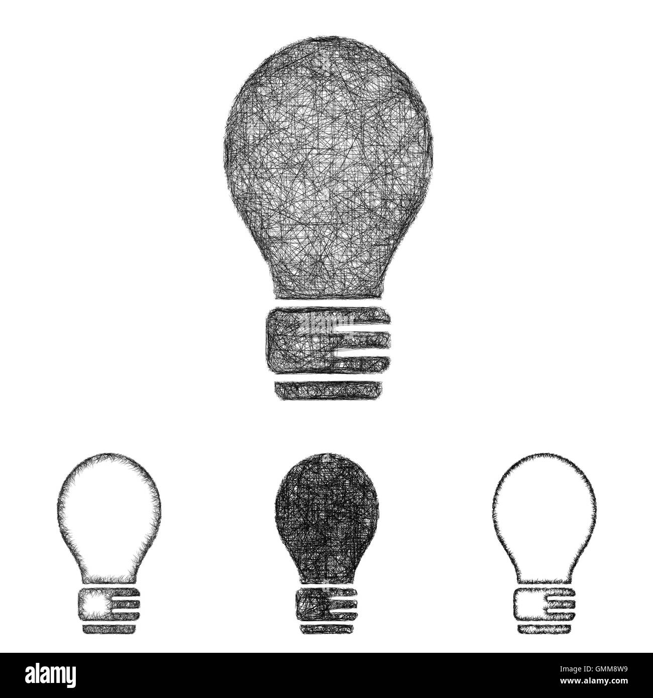 Lightbulb doodle lamp line Cut Out Stock Images & Pictures - Alamy