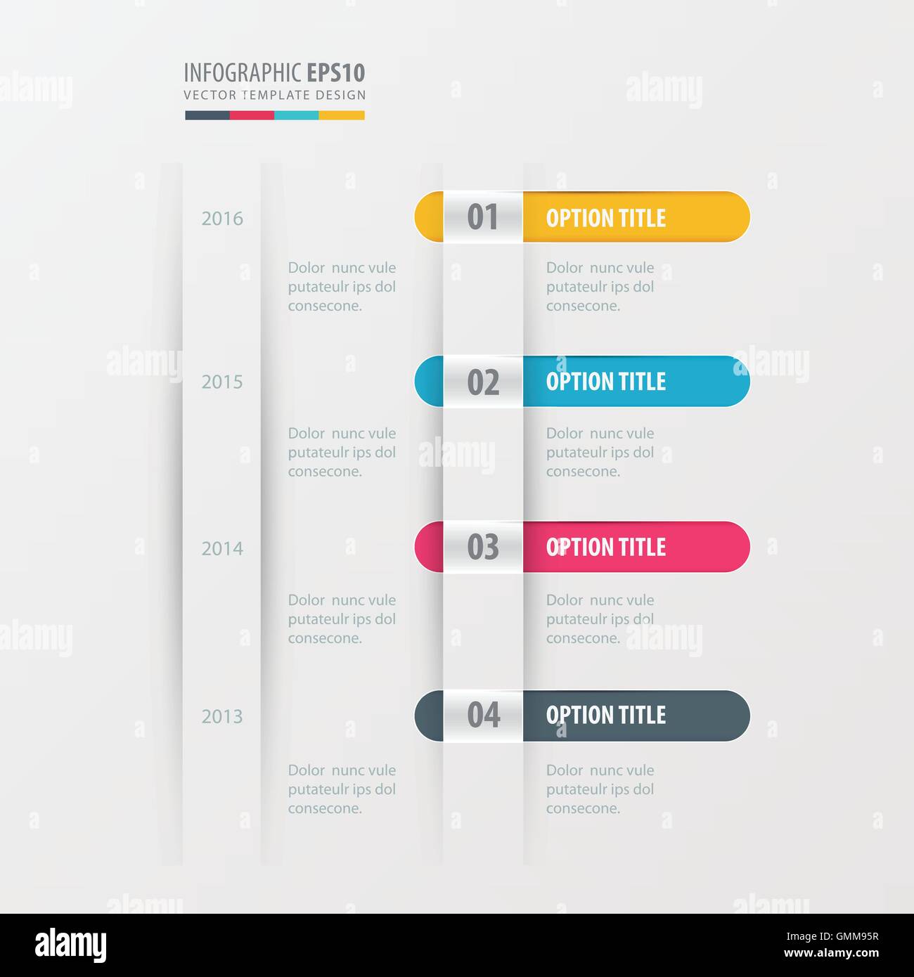 timeline design yellow, blue, pink color Stock Vector Image & Art - Alamy