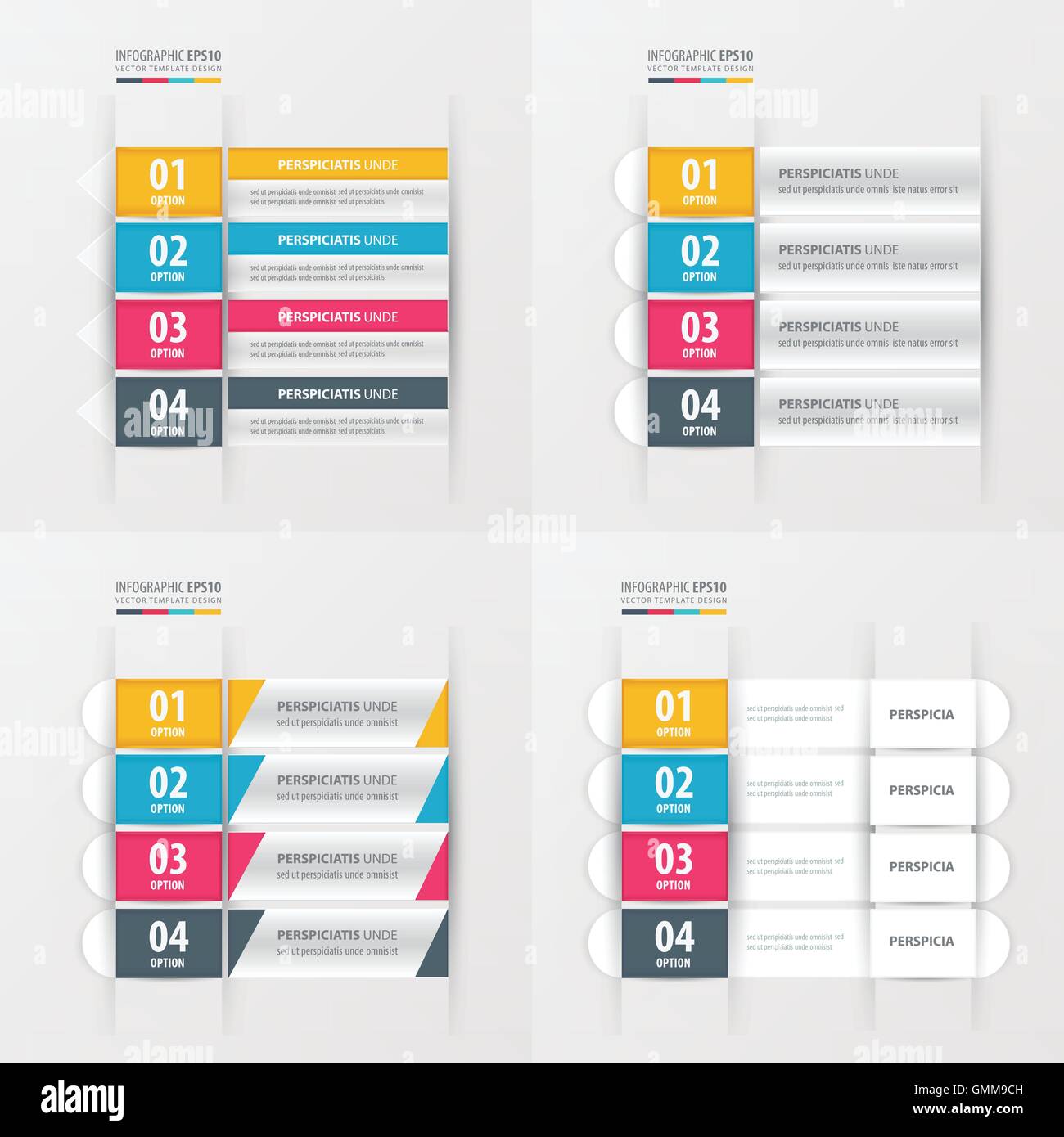 4 item vector banner design yellow, blue, pink color Stock Vector Image ...
