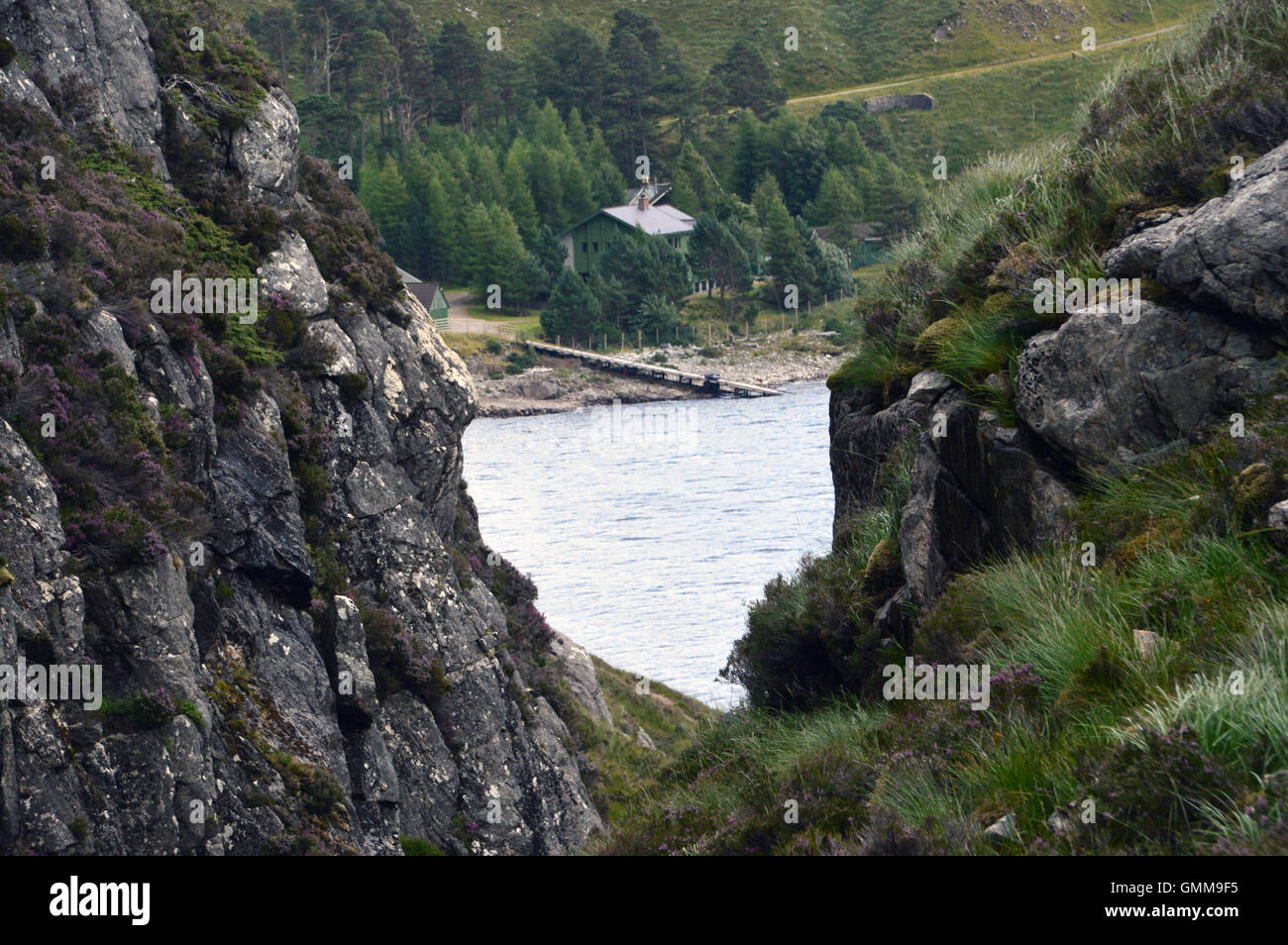 Monar Lodge on the Banks of Loch Monar Seen Through a Gully in Remote ...