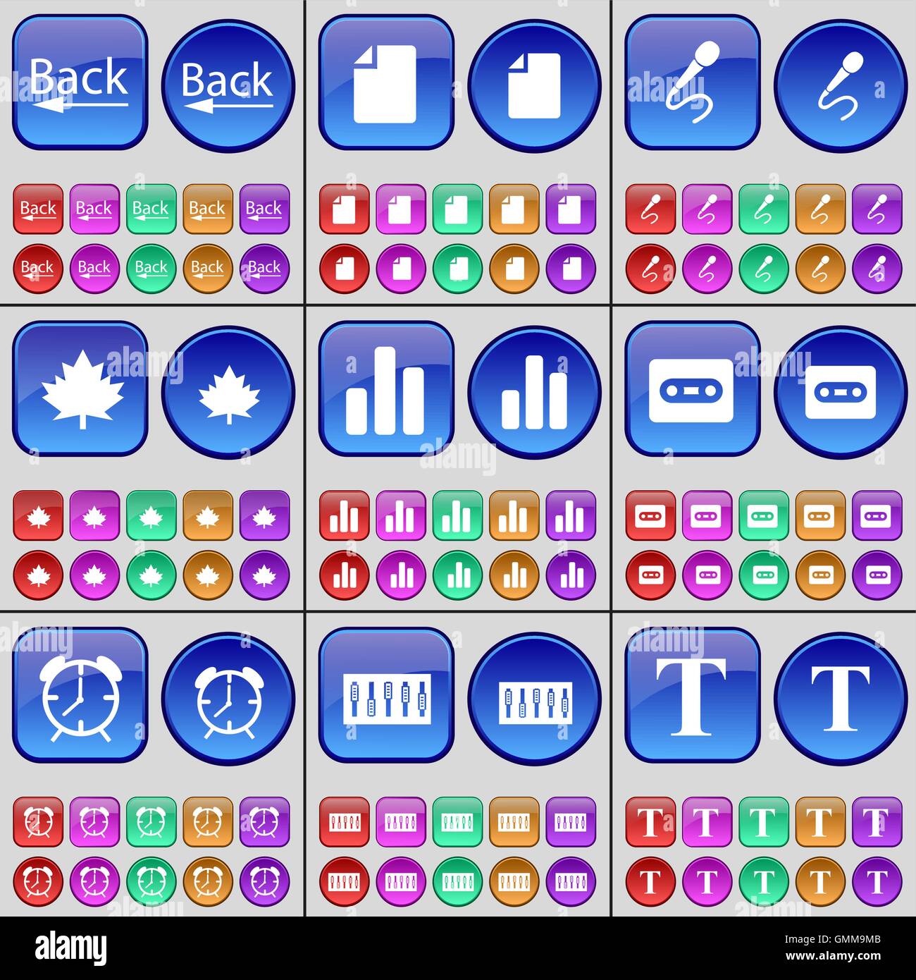 Back, File, Microphone, Maple leaf, Diagram, Cassette, Alarm clock ...