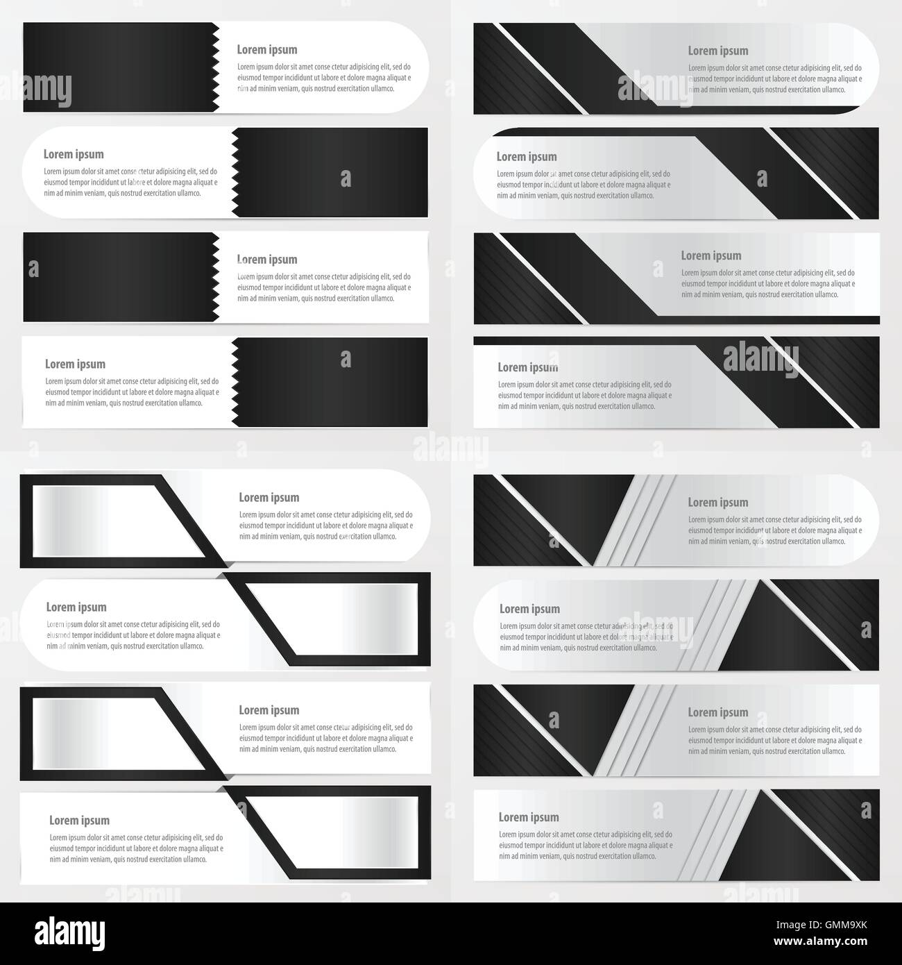 banner black and white color set 4 in 1 item Stock Vector Image & Art ...
