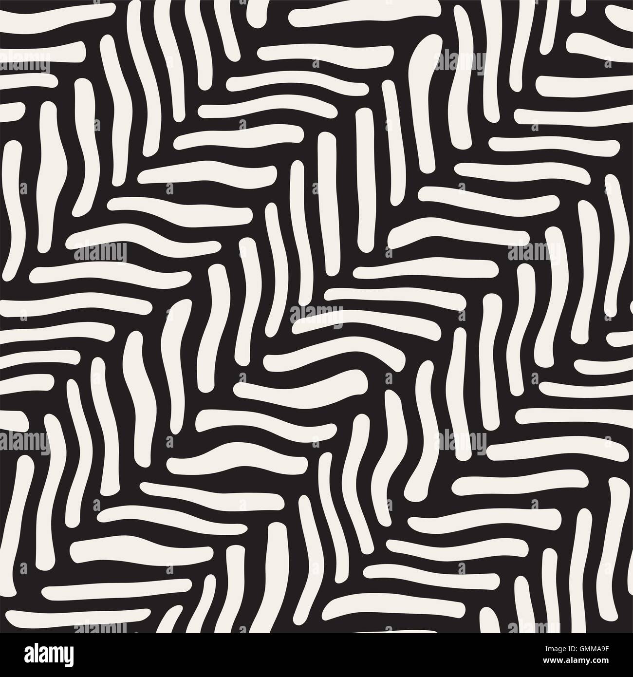 Vector Seamless Black and White Hand Drawn Diagonal Zebra Line Pavement ...