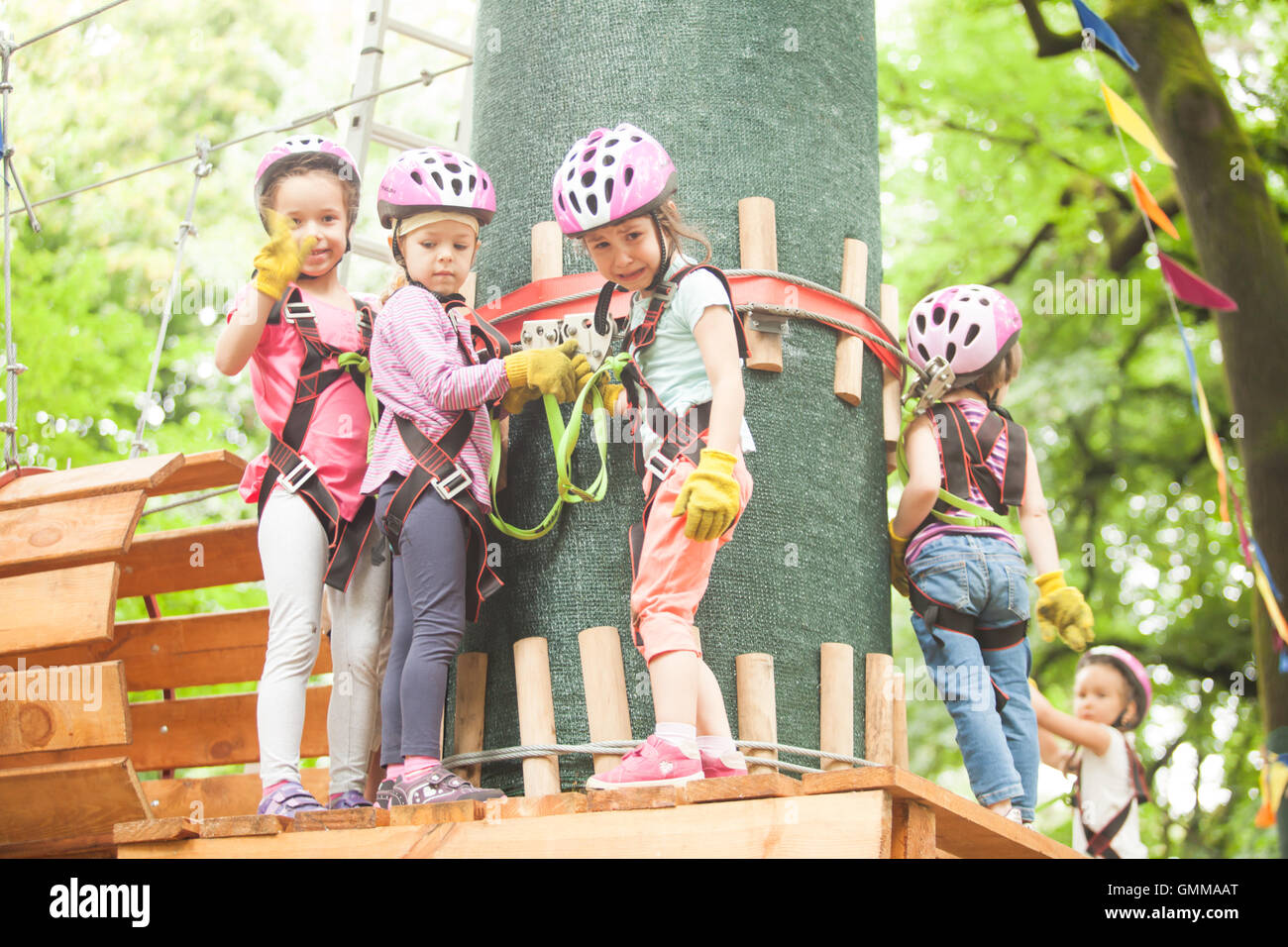The obstacle course in adventure park Stock Photo - Alamy