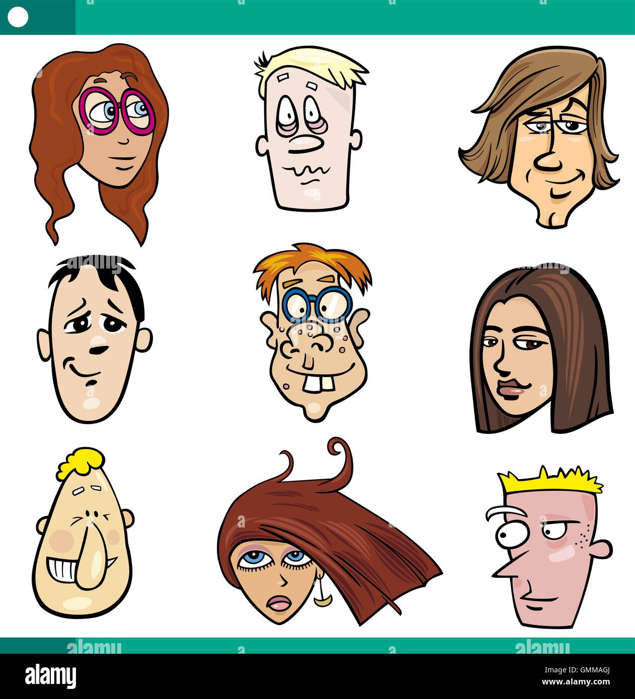 cartoon teens characters faces set Stock Vector Image & Art - Alamy