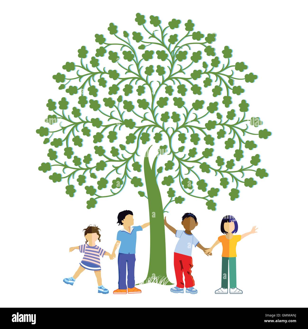 Children playing nature Stock Vector Images - Alamy