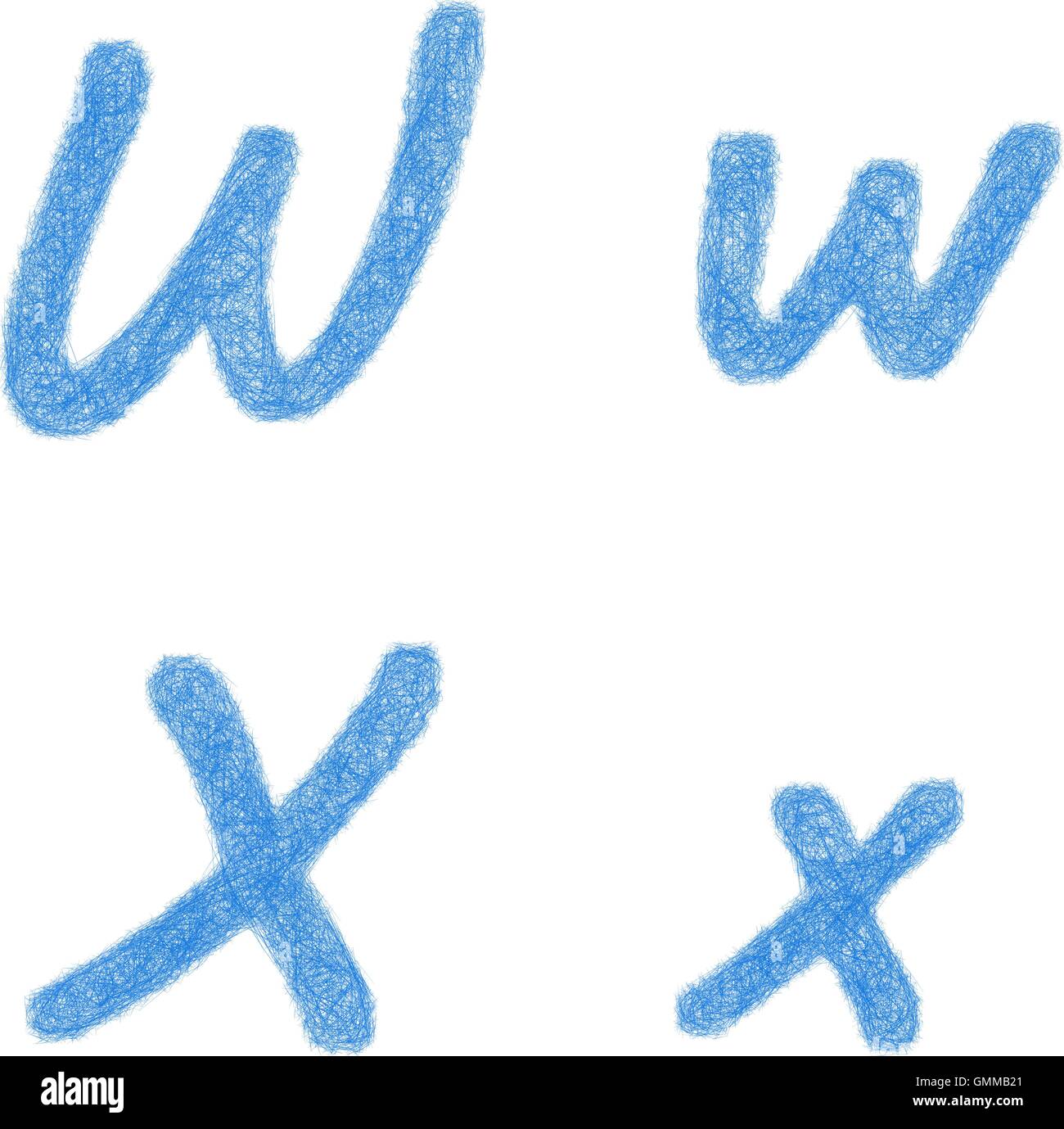 Blue sketch font set - letters W, X Stock Vector Image & Art - Alamy