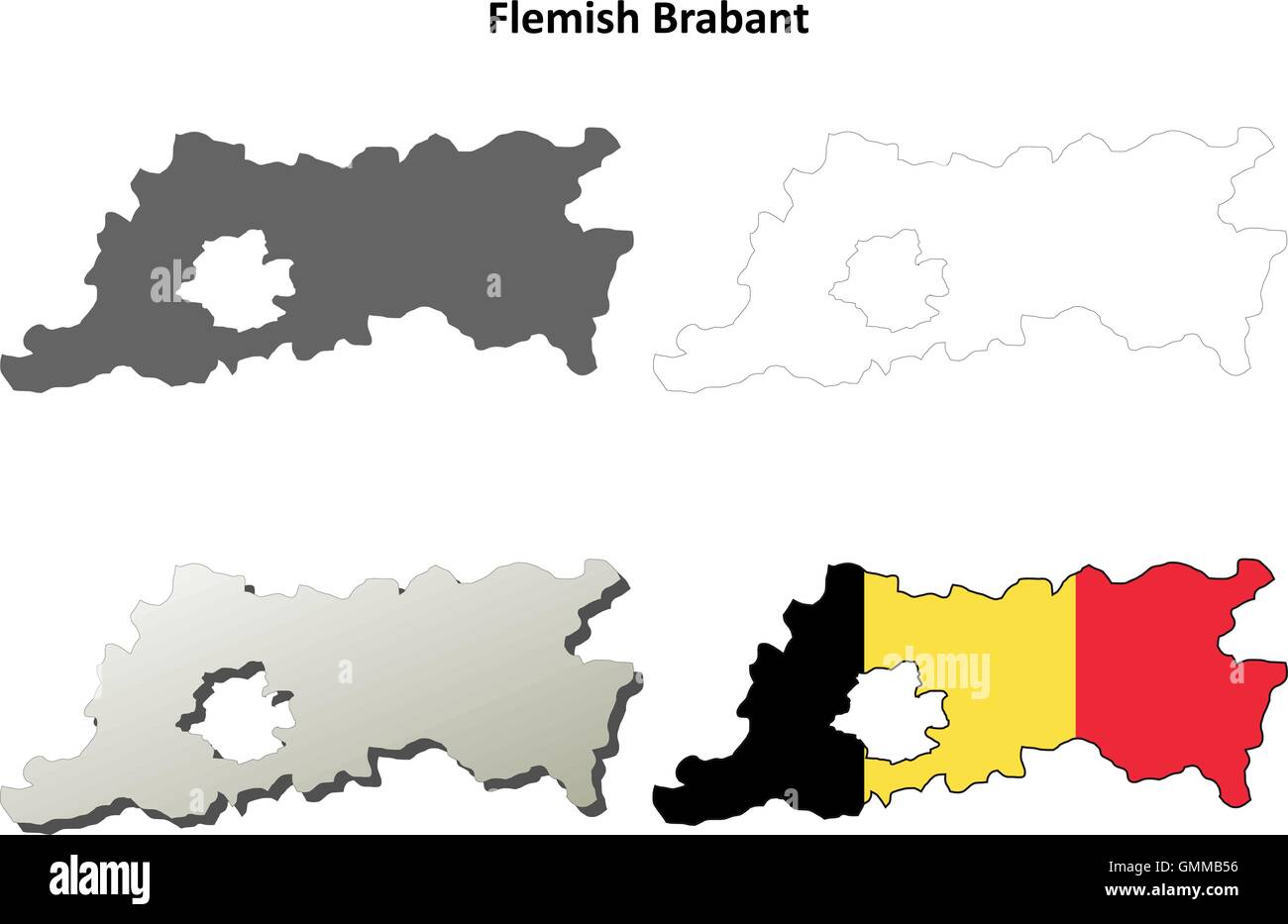 Flemish Brabant outline map set - Belgian version Stock Vector Image ...