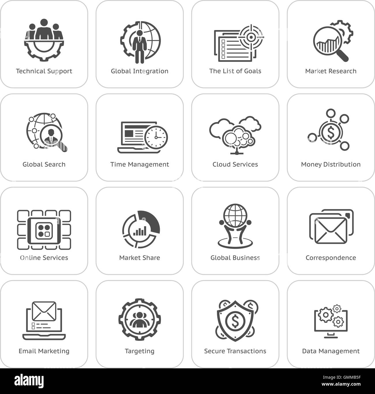 Management flat set Black and White Stock Photos & Images - Alamy