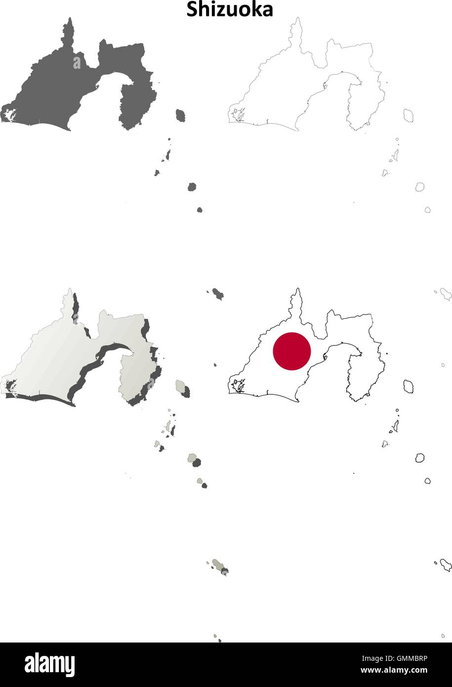 Shizuoka blank outline map set Stock Vector Image & Art - Alamy