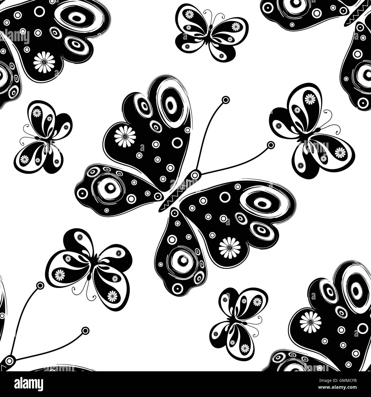 Seamless pattern with silhouettes butterflies Stock Vector Image & Art ...