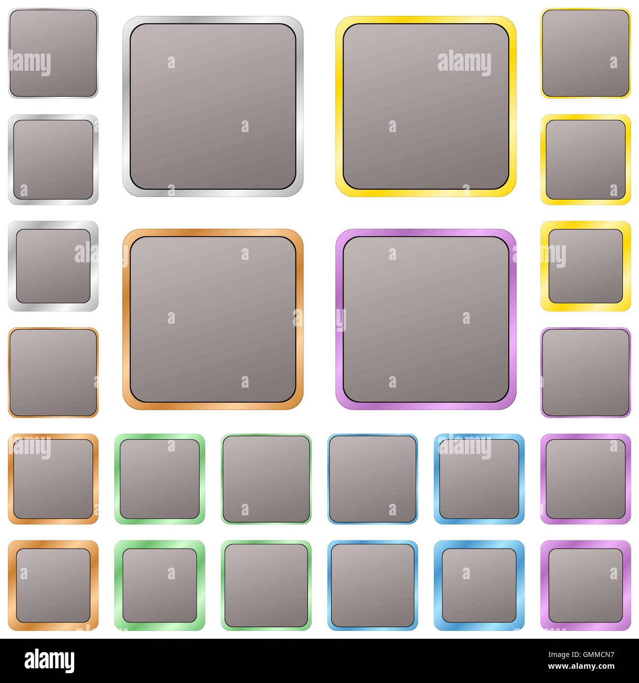 Grey blank square metal button set Stock Vector Image & Art - Alamy