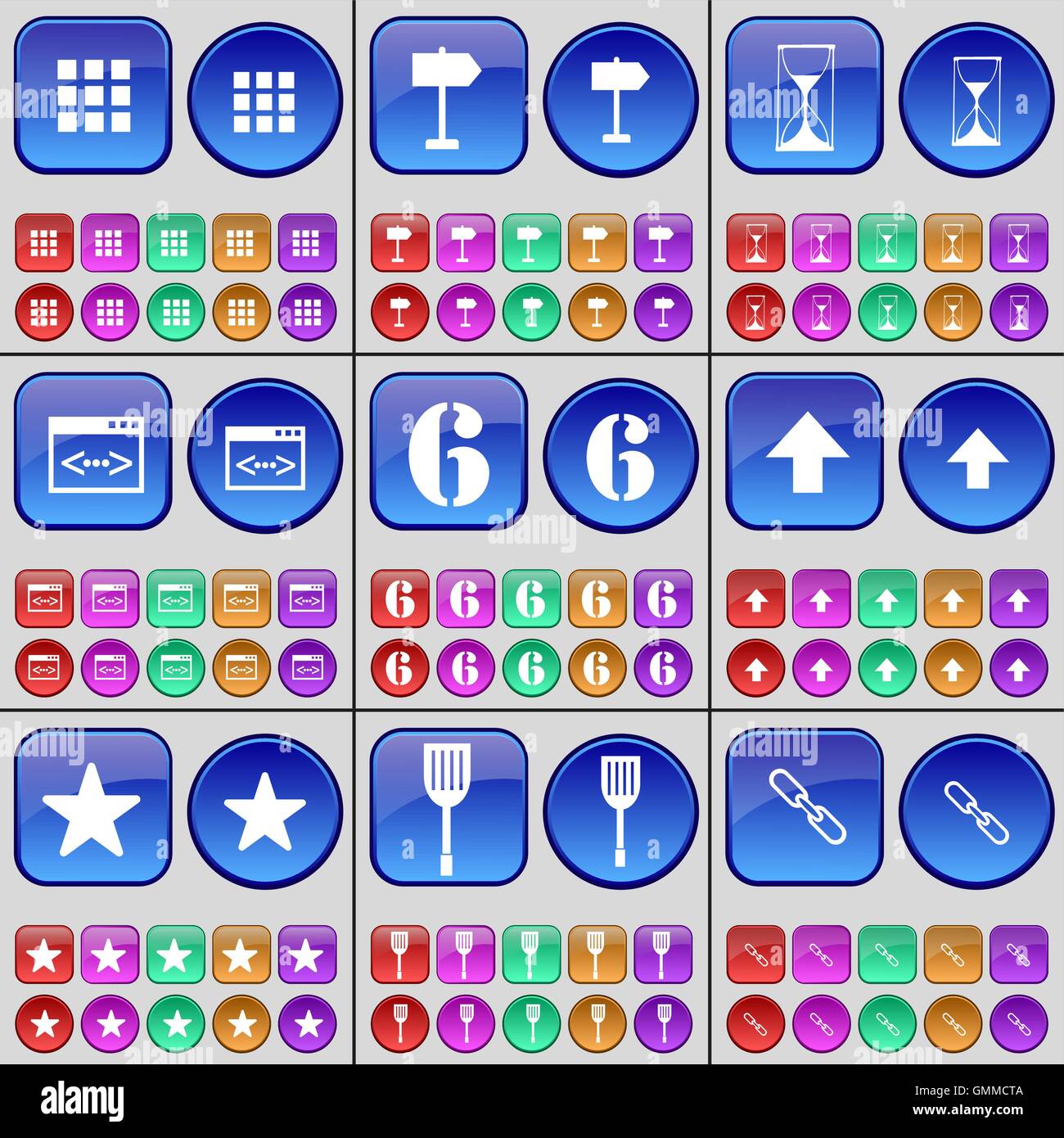 Apps, Sign, Hourglass, Code, Six, Arrow up, Star, Paddle, Link. A large ...