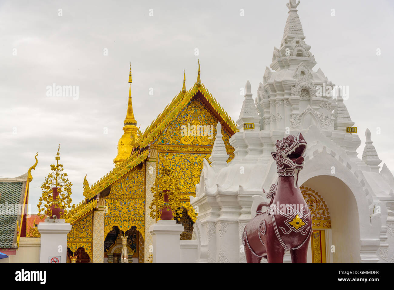 Wat Phra That Hariphunchai temple in Lamphun,Thailand Stock Photo - Alamy