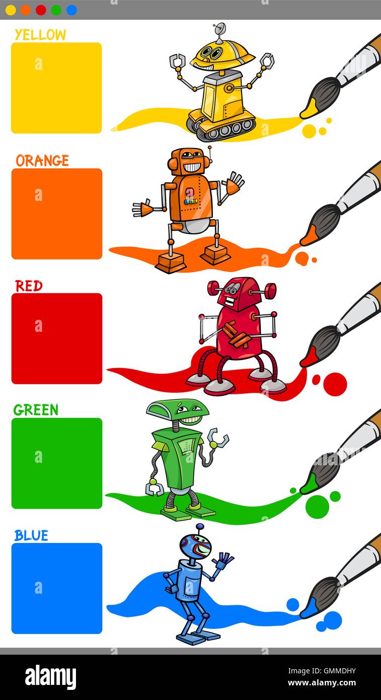 primary colors with cartoon robots Stock Vector Image & Art - Alamy