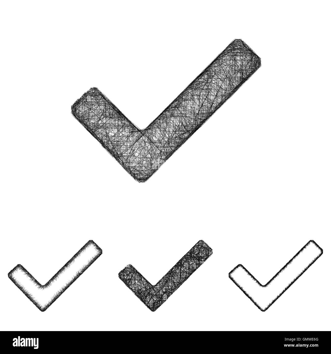 Checkmark doodle symbol tick Black and White Stock Photos & Images - Alamy