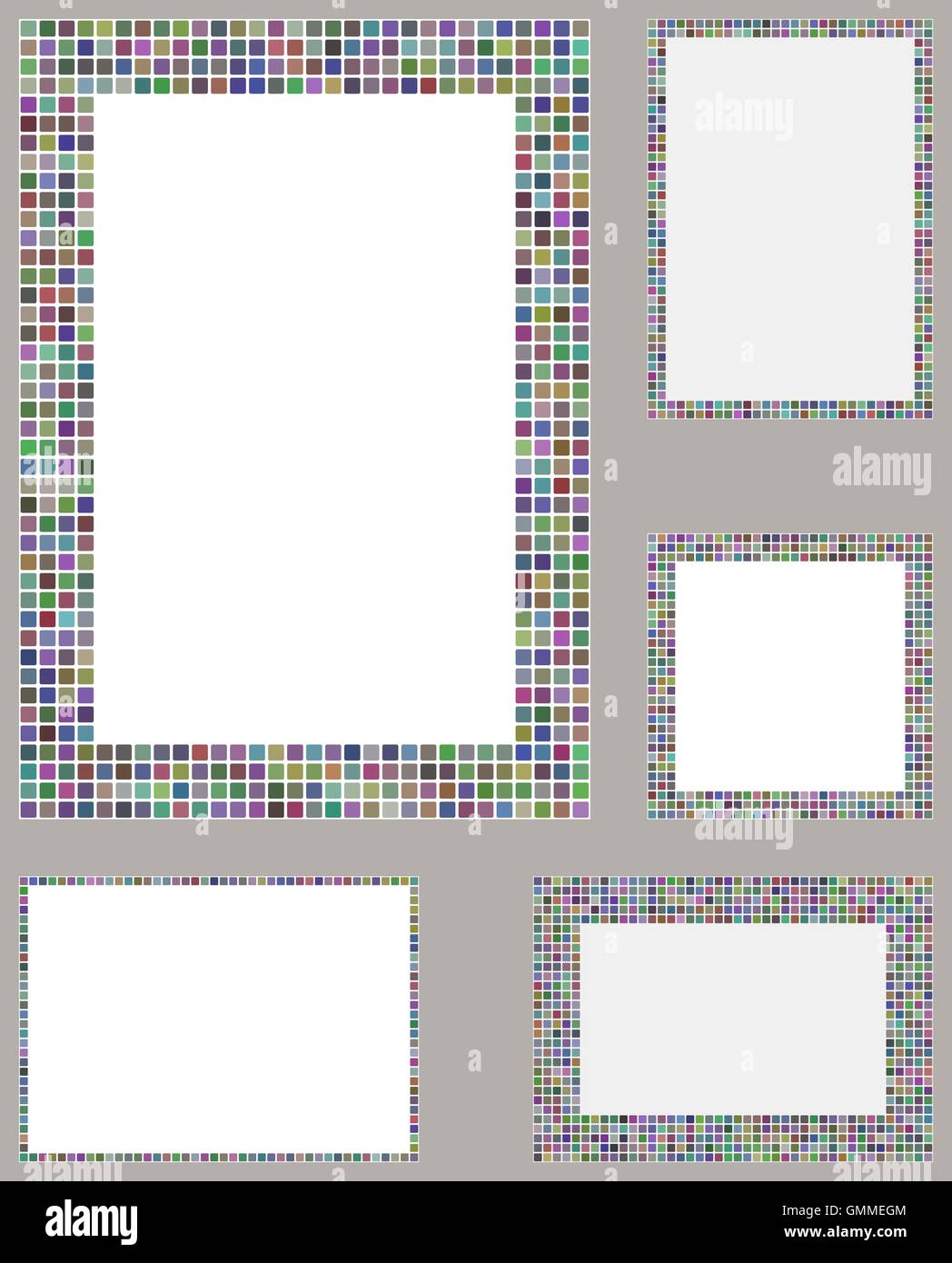 Multicolored pixel mosaic page layout border set Stock Vector Image ...