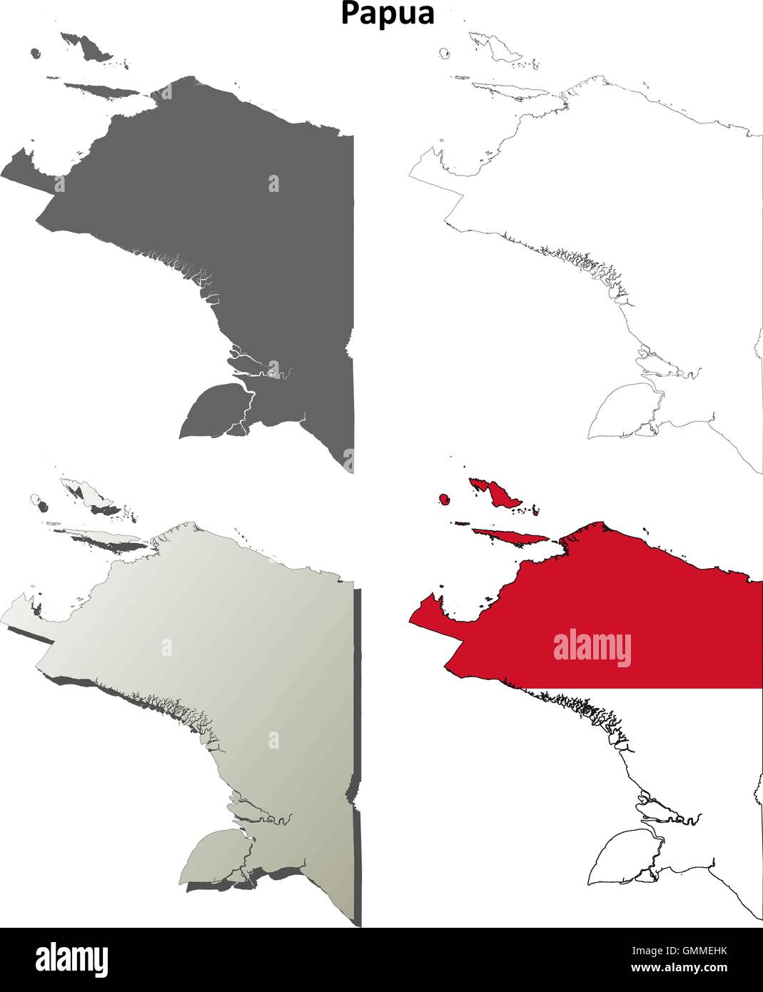 Papua Blank Outline Map Set Stock Vector Image And Art Alamy