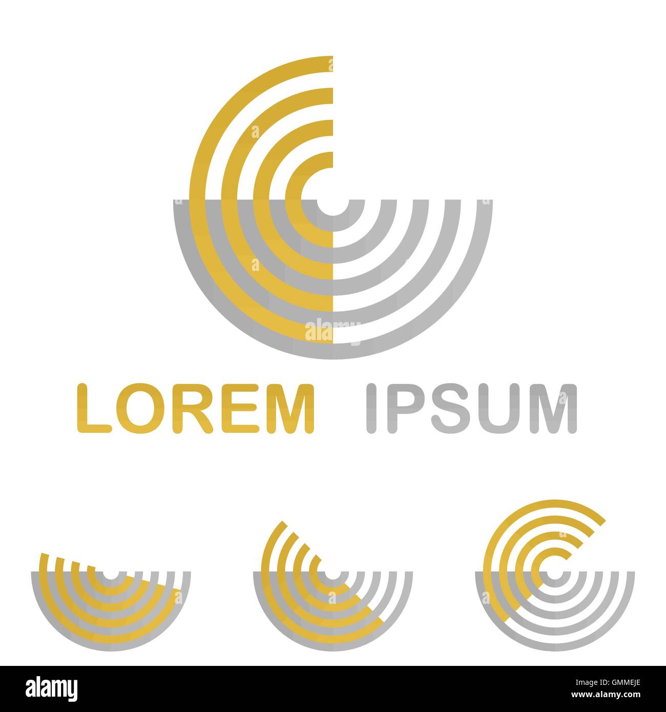 Golden technology symbol icon design set from half circles Stock Vector ...