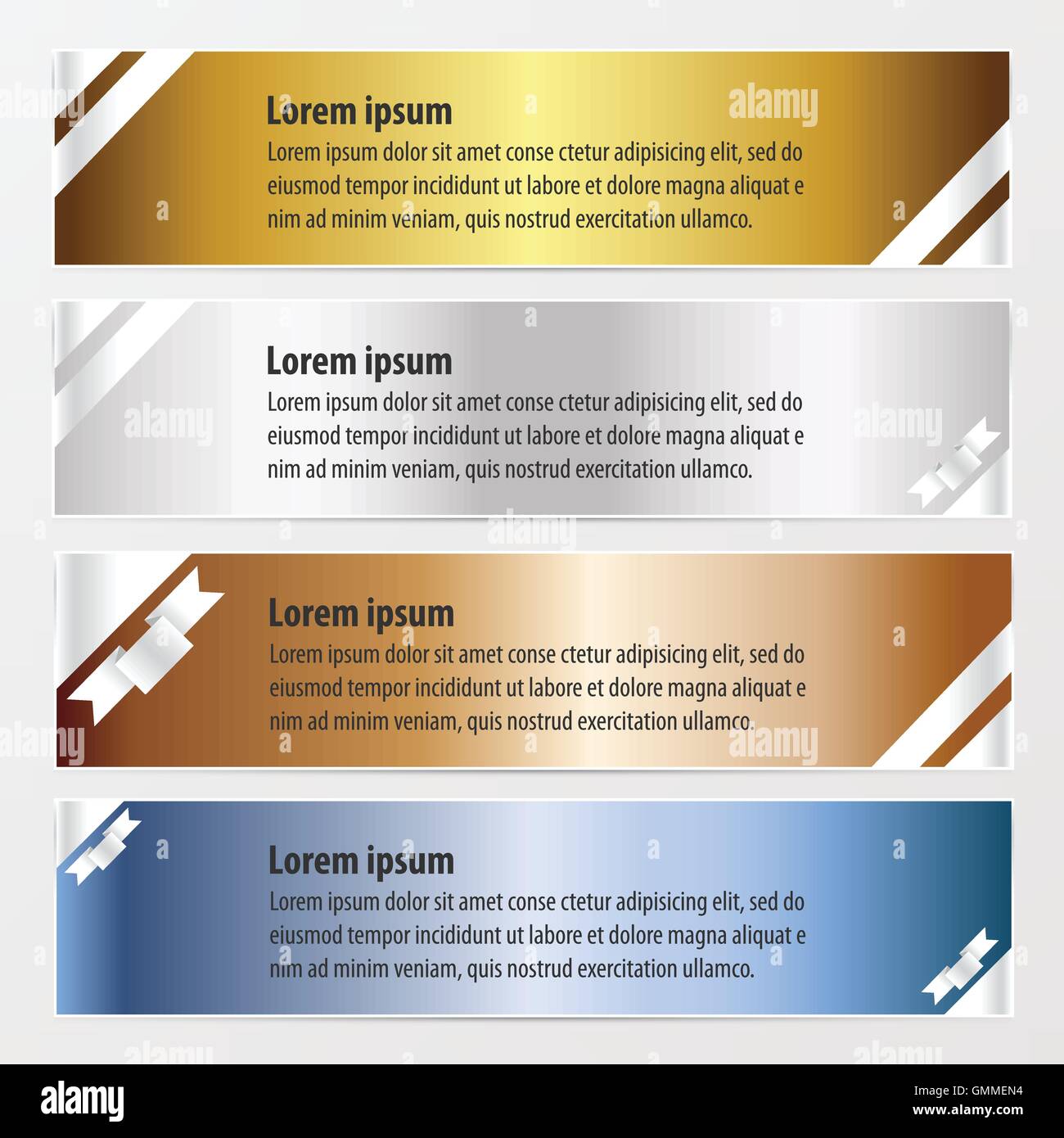 banner and ribbon gold, bronze, silver, blue color Stock Vector Image ...