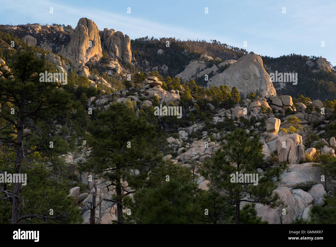 Sunrise on granite outcroppings in the Wilderness of Rocks in the Santa ...
