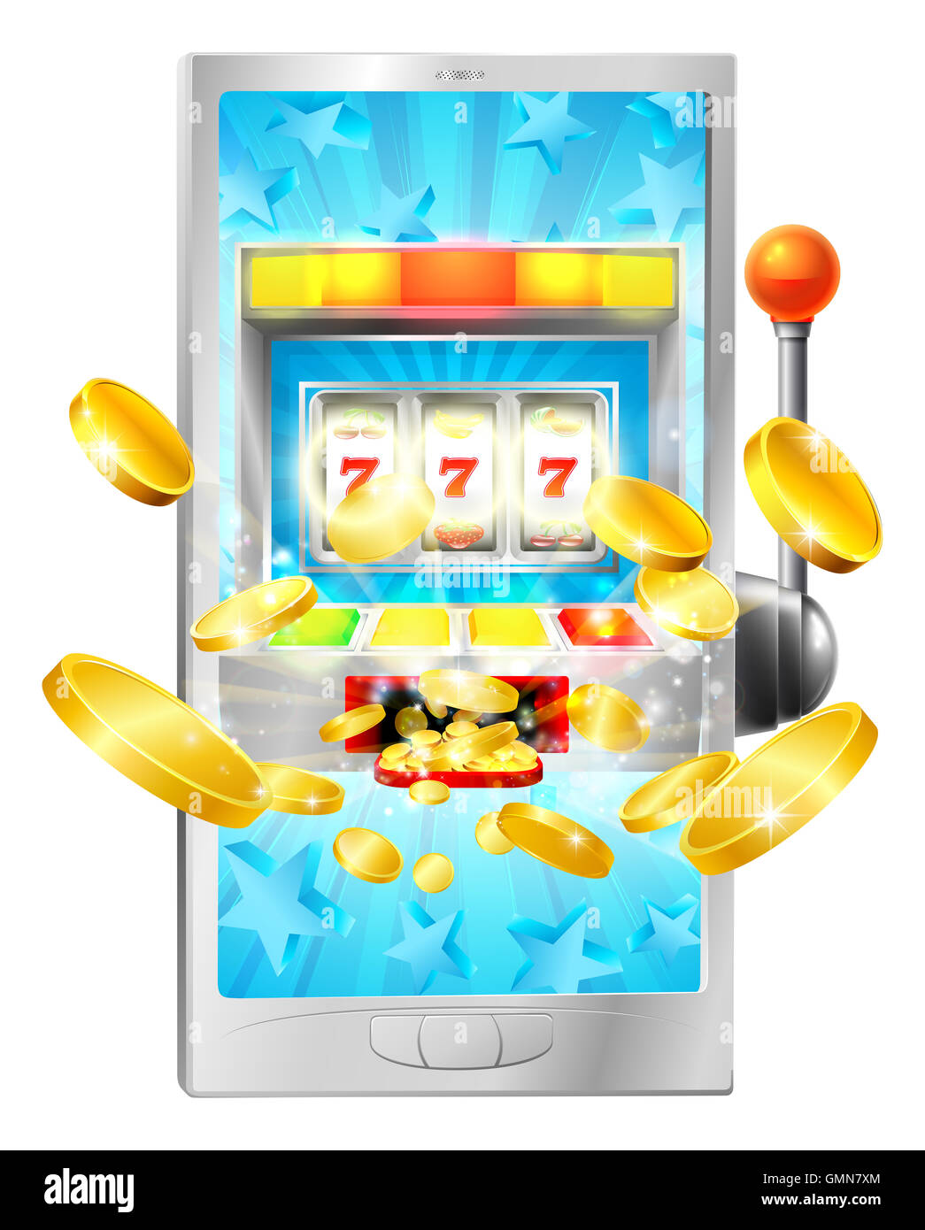 A slot machine mobile phone concept illustration Stock Photo - Alamy