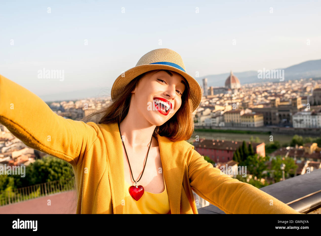 Woman in florence italy posing hi-res stock photography and images - Alamy