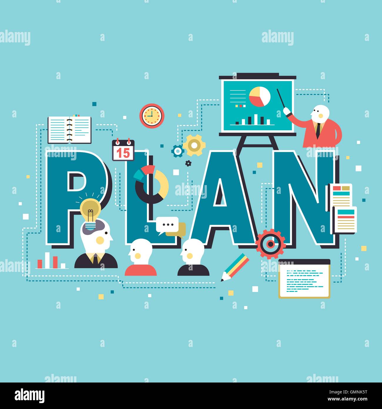 Plan concept design, plan words with people in a meeting Stock Vector ...