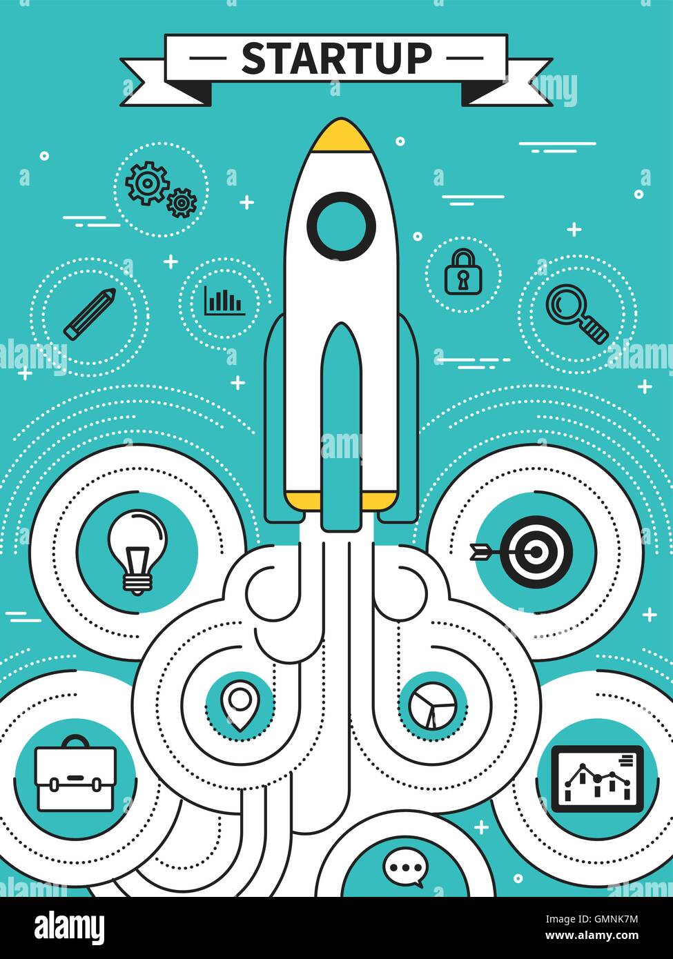 Startup concept design, rocket launch to space Stock Vector Image & Art ...