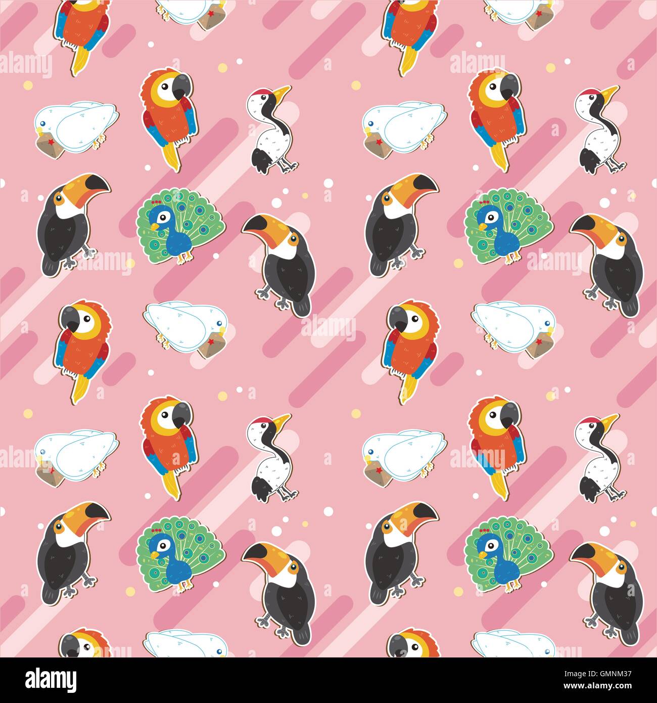 Birds seamless pattern design, different species of cute birds over ...