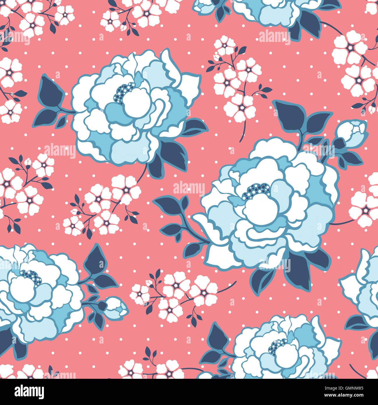 Floral seamless pattern, graceful peony flower design over pink ...