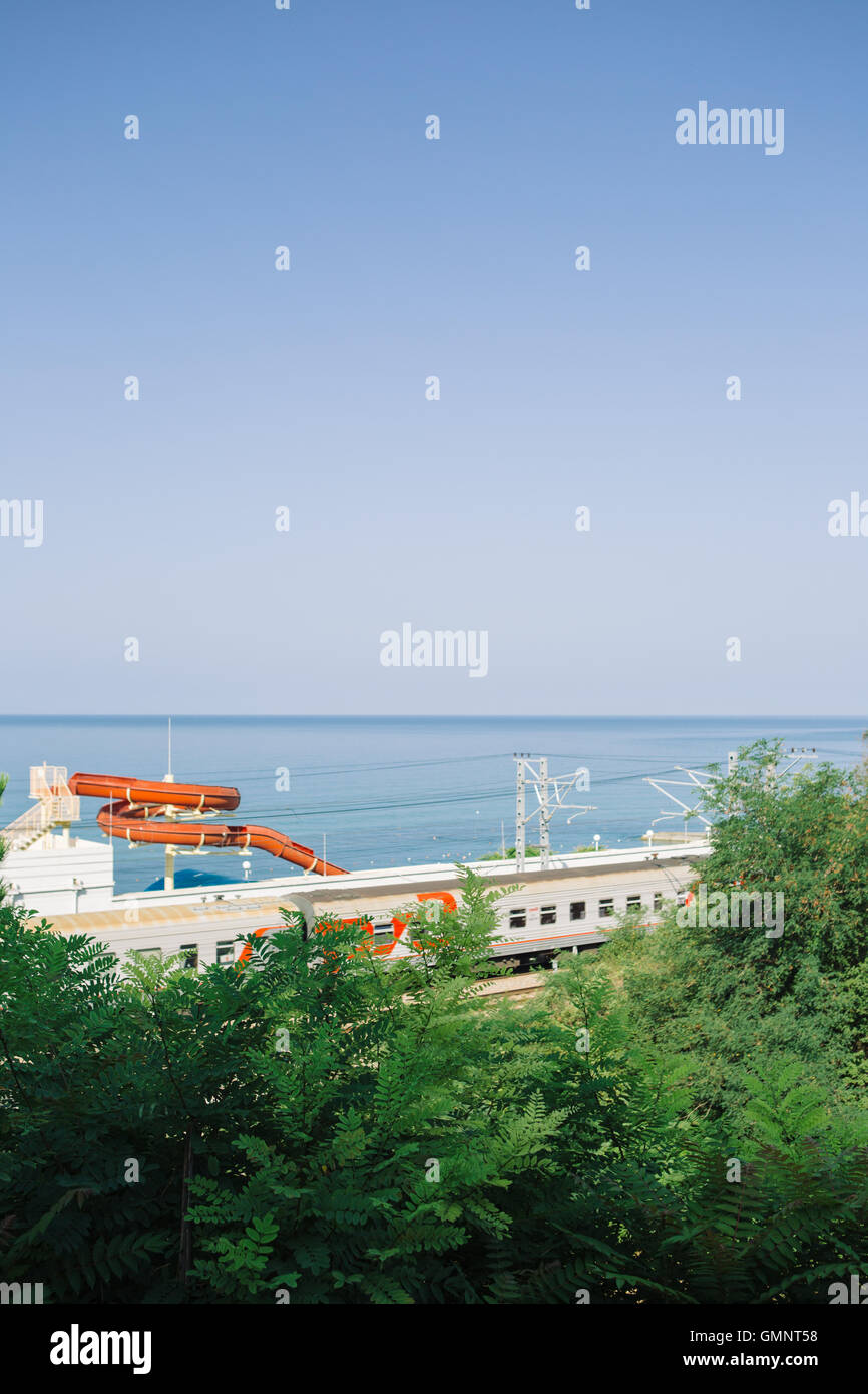 Train railing along coastline hi-res stock photography and images - Alamy