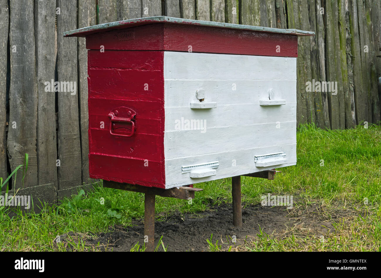 Freshly painted hive 20 frames ready to use Stock Photo - Alamy