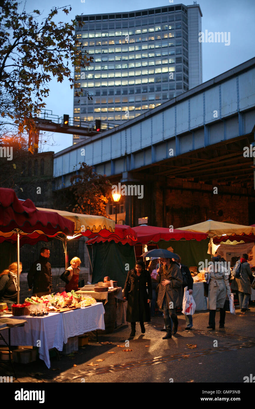 Early morning in Borough Market, London's oldest food market selling an ...