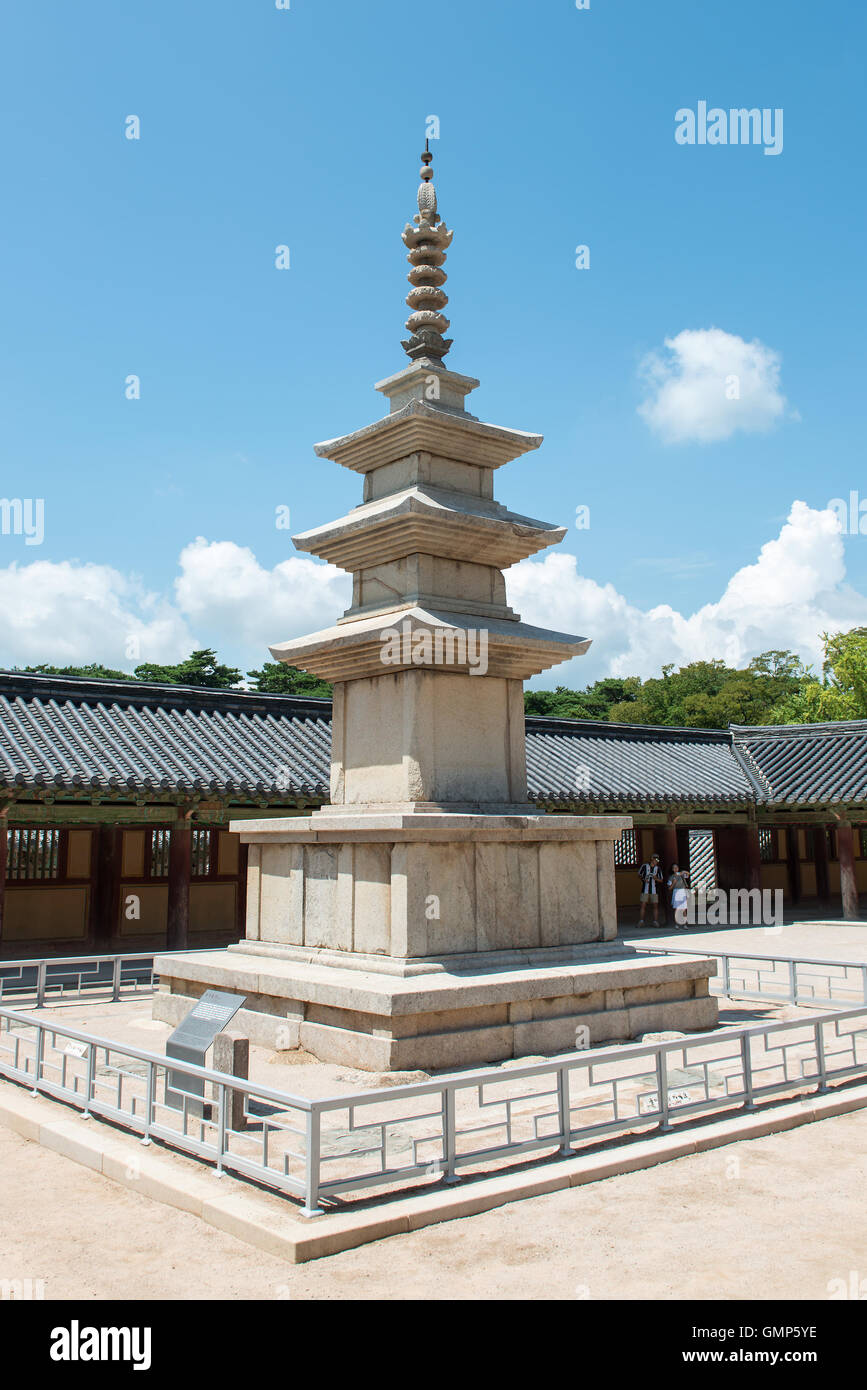 Gyeongju, South Korea - August 18, 2016: The stone pagoda Seokgatap in ...