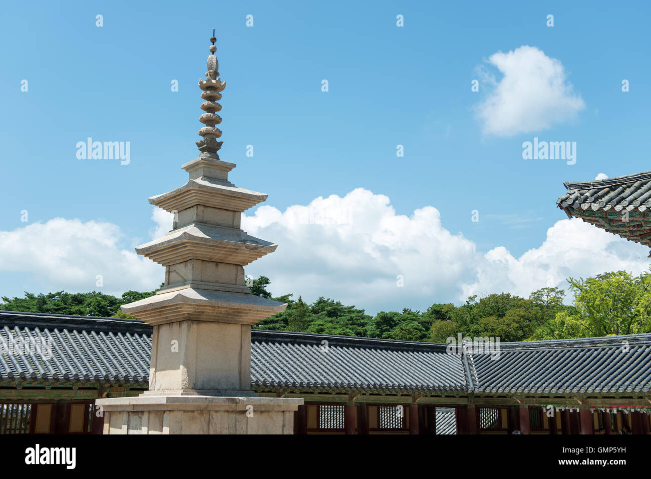 Gyeongju, South Korea - August 18, 2016: The stone pagoda Seokgatap in ...