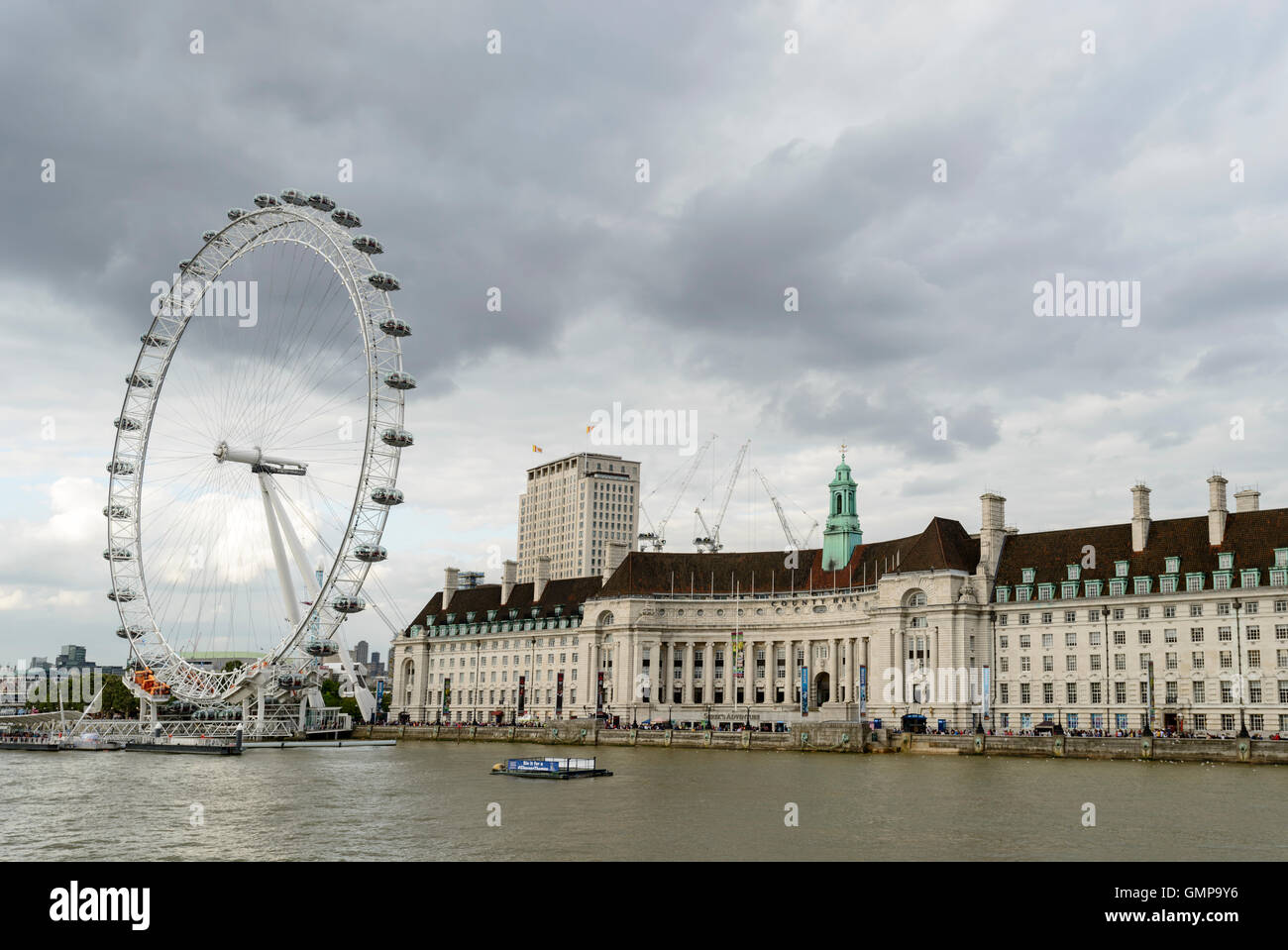 London Eye and City Hall from Westminster Bridge Stock Photo - Alamy