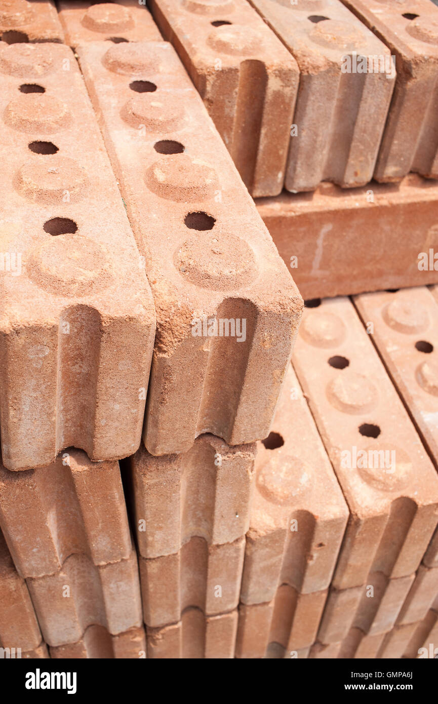red brick materials for construction Stock Photo - Alamy
