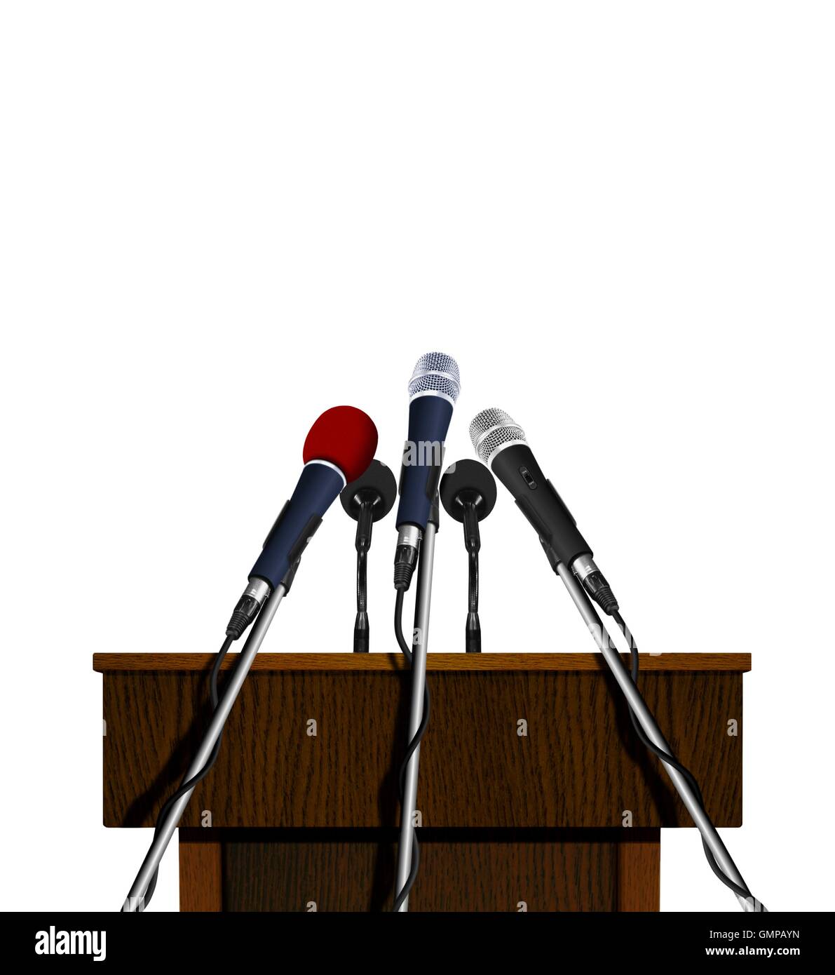 Press conference podium and microphones Stock Photo - Alamy