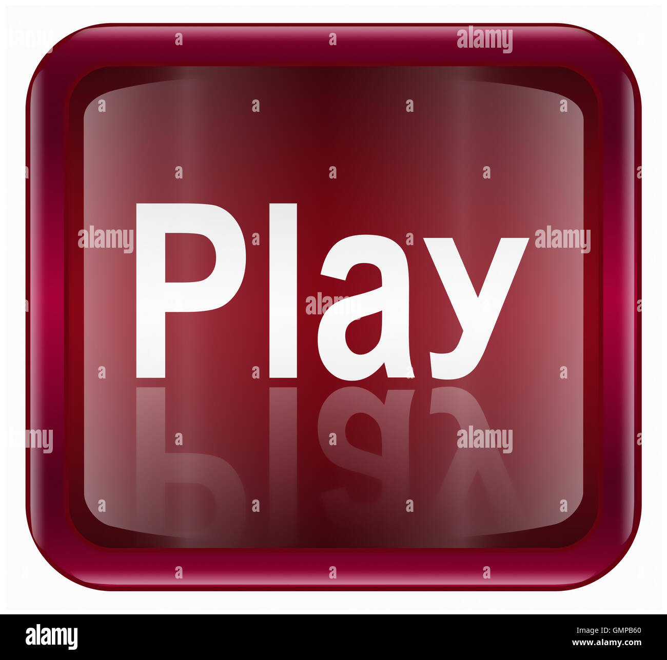 Play icon dark red, isolated on white background Stock Photo - Alamy