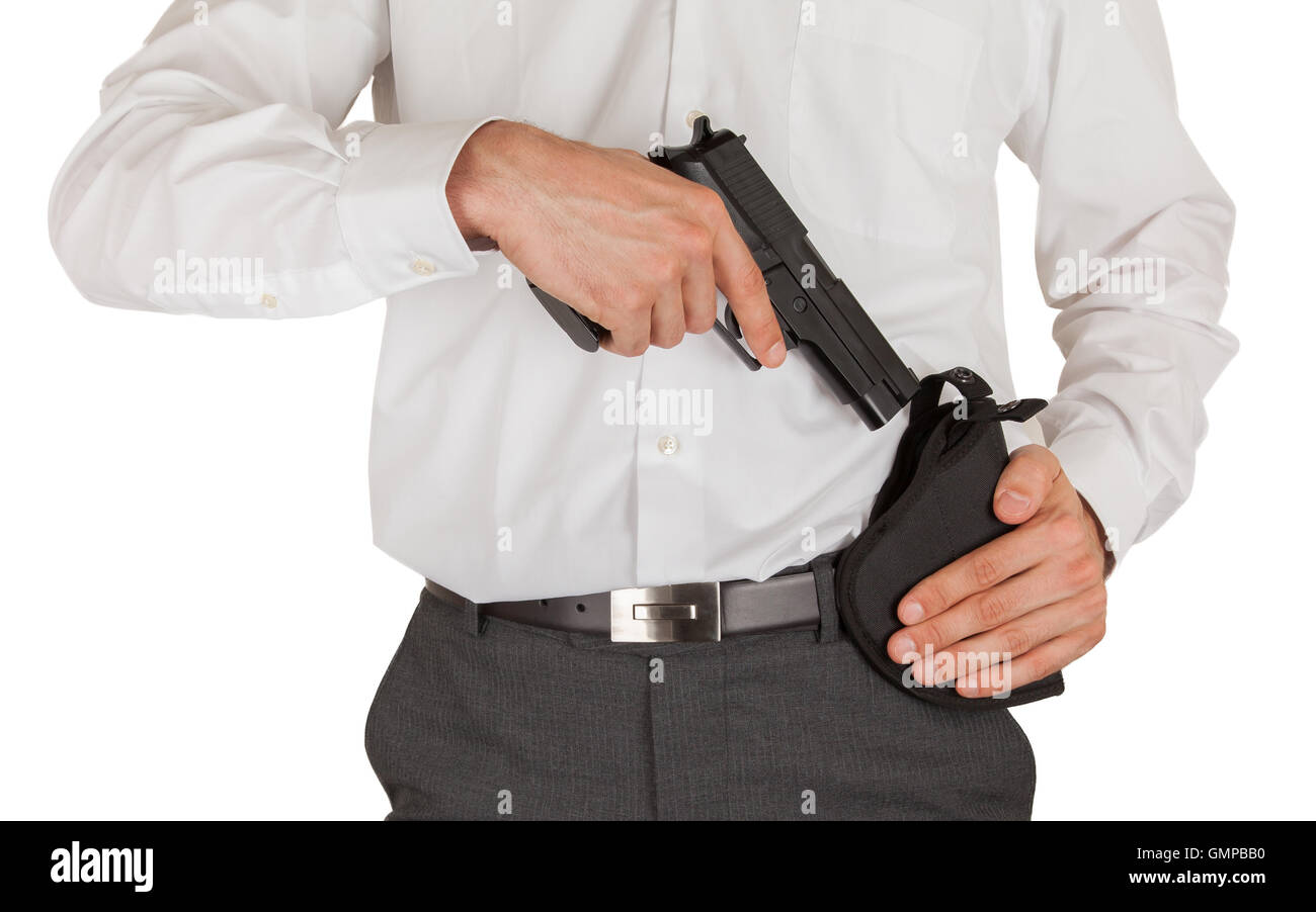 Secret service agent with a gun Stock Photo - Alamy