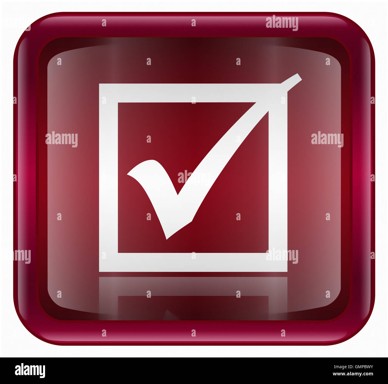 check icon red, isolated on white background Stock Photo - Alamy