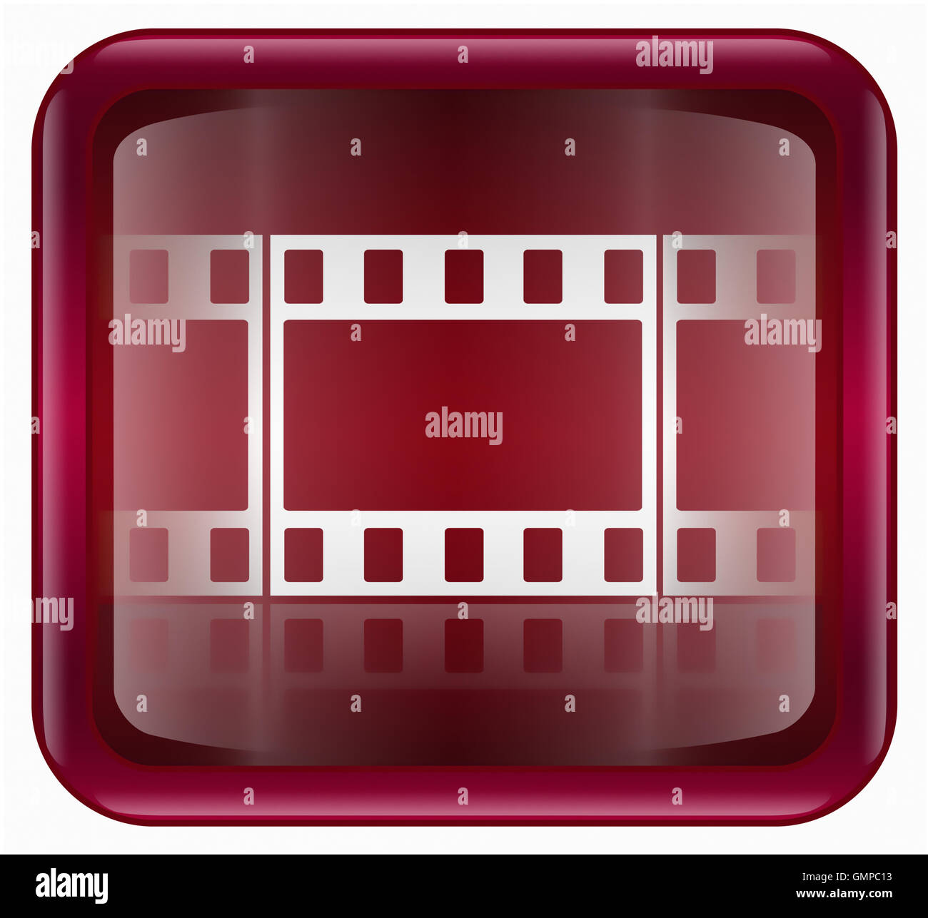Film icon red, isolated on white background Stock Photo - Alamy