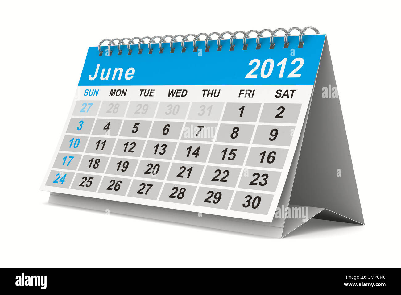 2012 year calendar. June. Isolated 3D image Stock Photo - Alamy