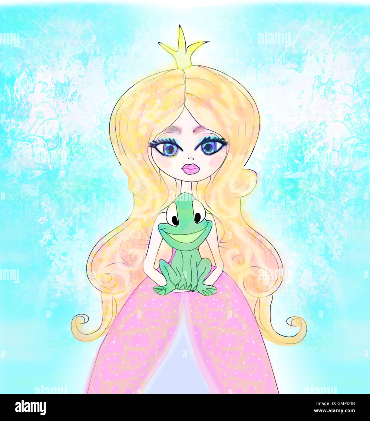 Beautiful young princess holding a big frog Stock Photo - Alamy