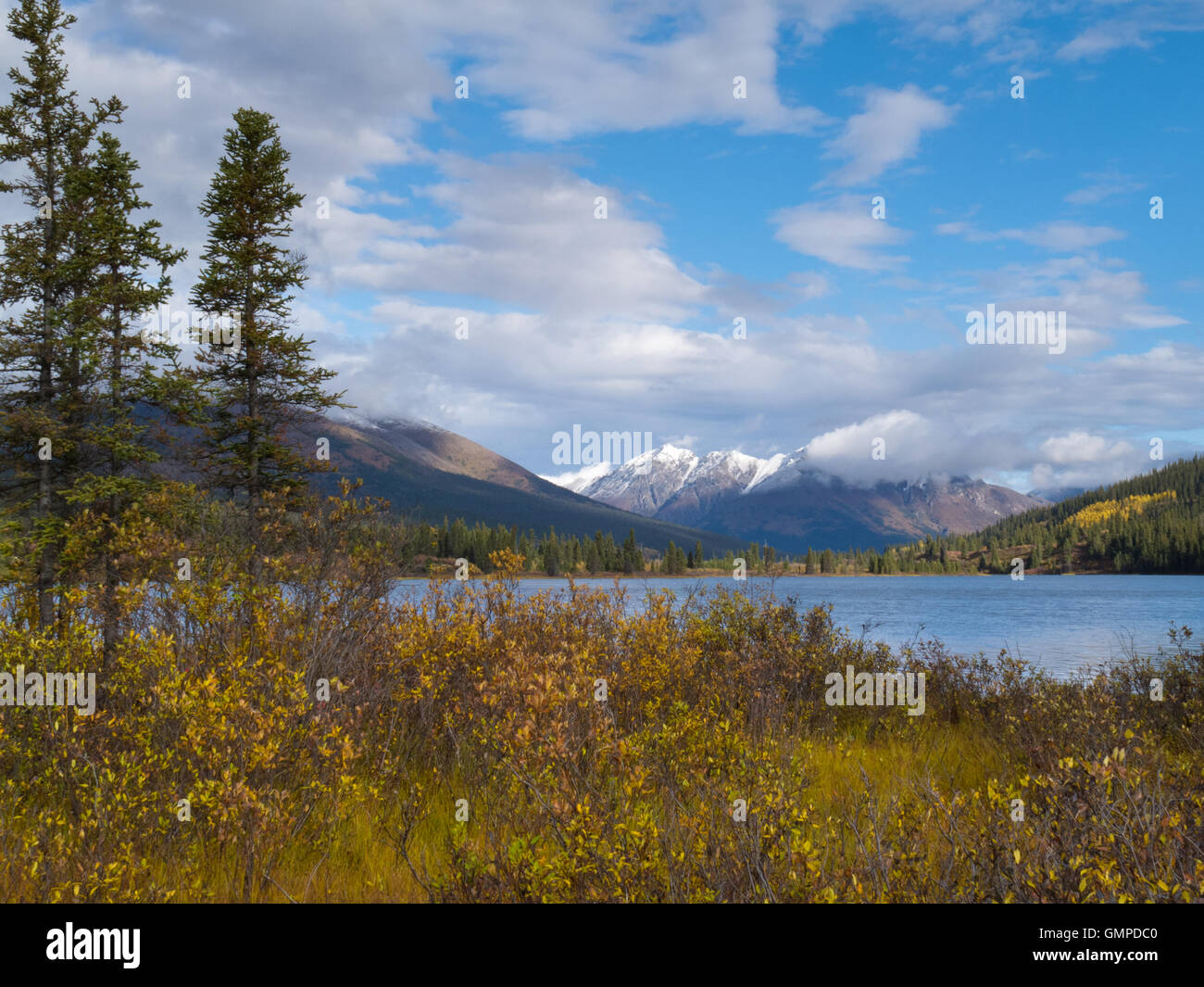 Fall mountain landscape of Lapie Lake Yukon Canada Stock Photo - Alamy