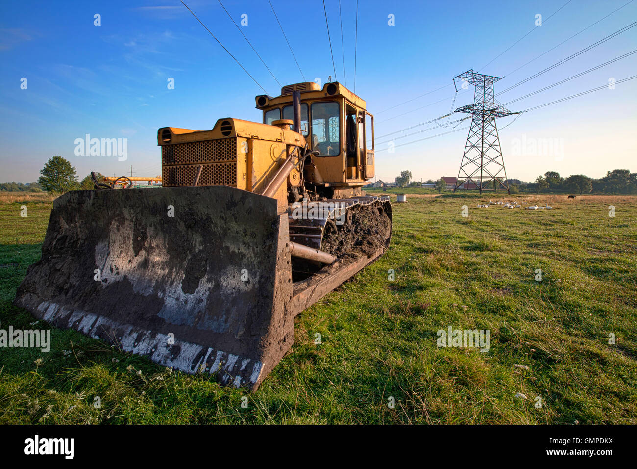 Building a power line Stock Photo - Alamy